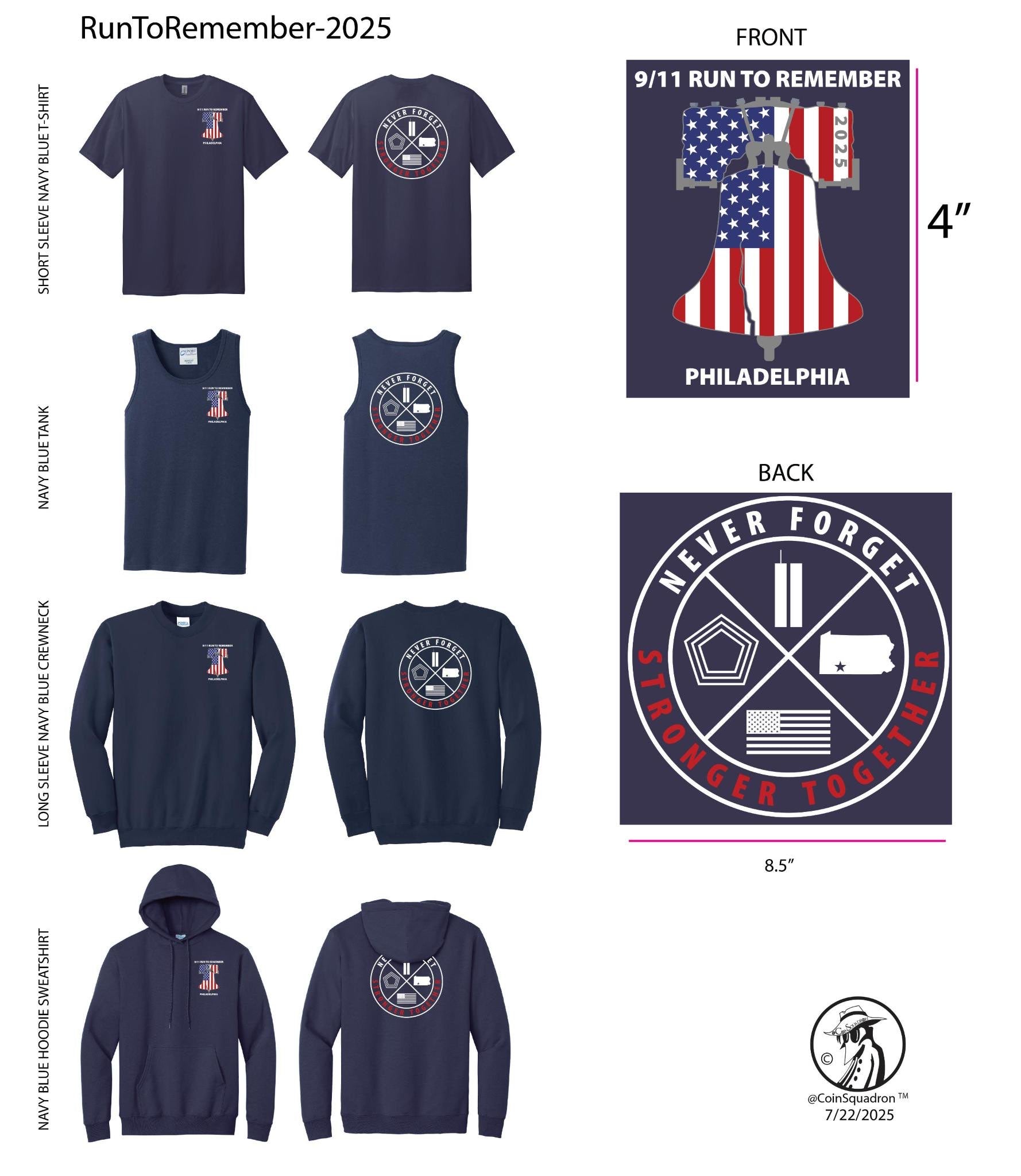 9/11 RUN TO REMEMBER 2025 Apparel Sale - Please read below - Thank you ...