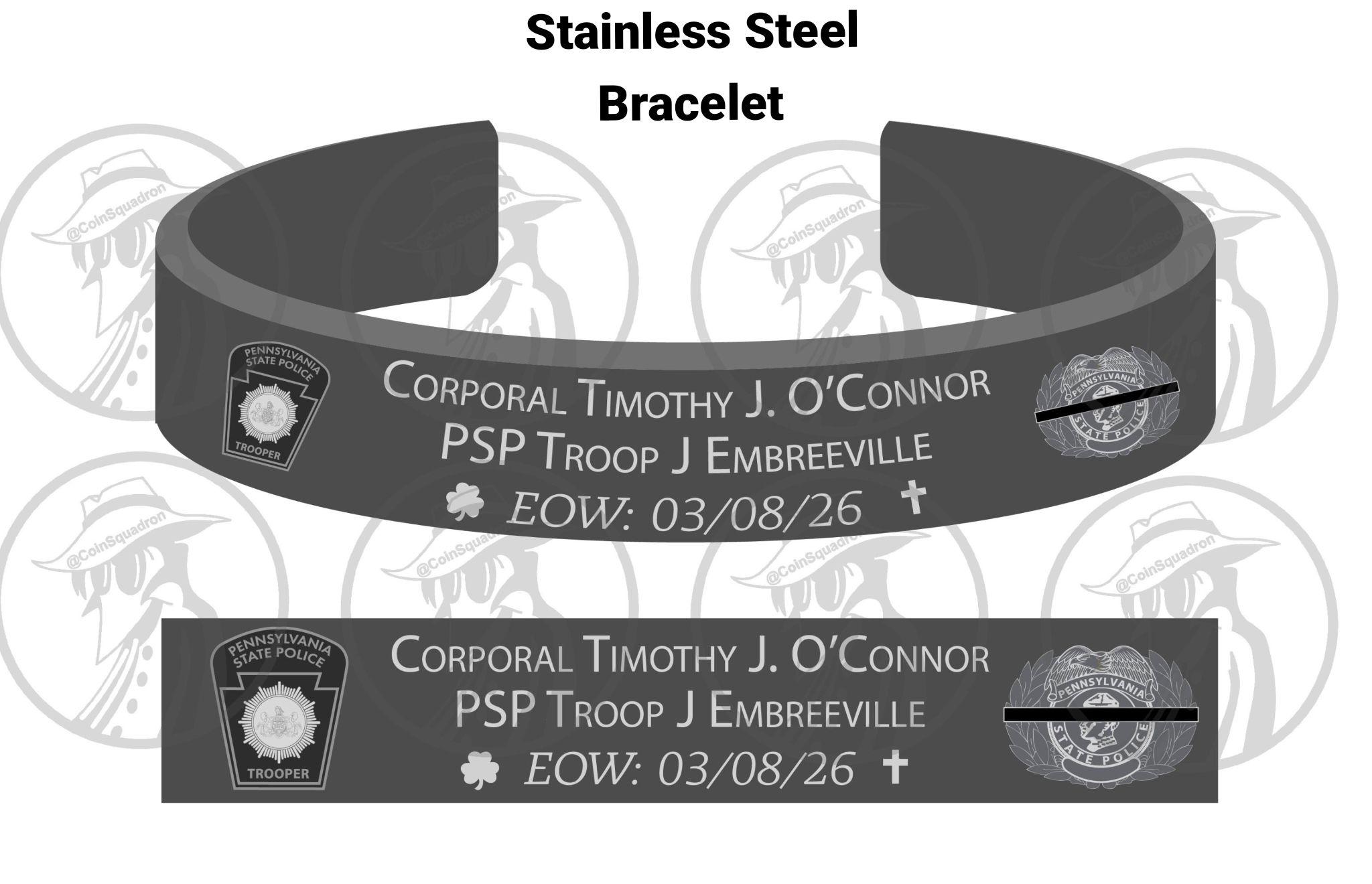 Timothy J. O'Connor Black Stainless Steel Memorial Bracelet – CoinSquadron